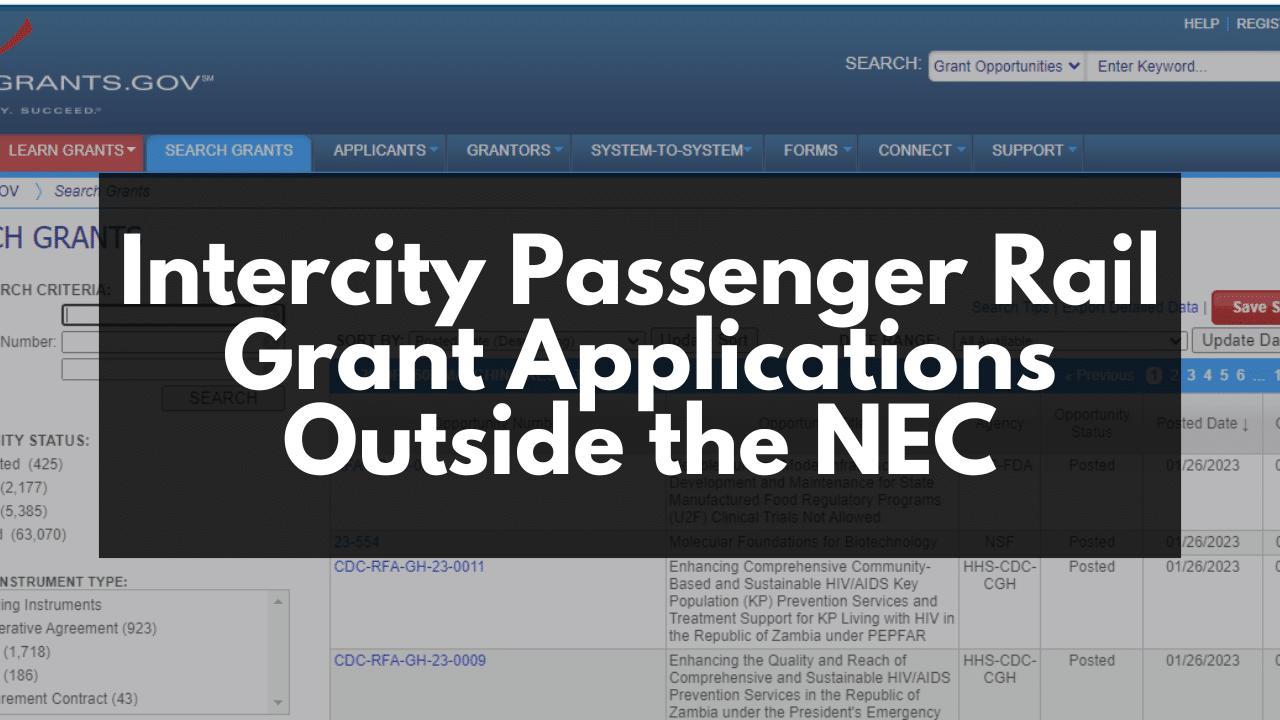 Intercity Passenger Rail Grant Applications Outside the NEC